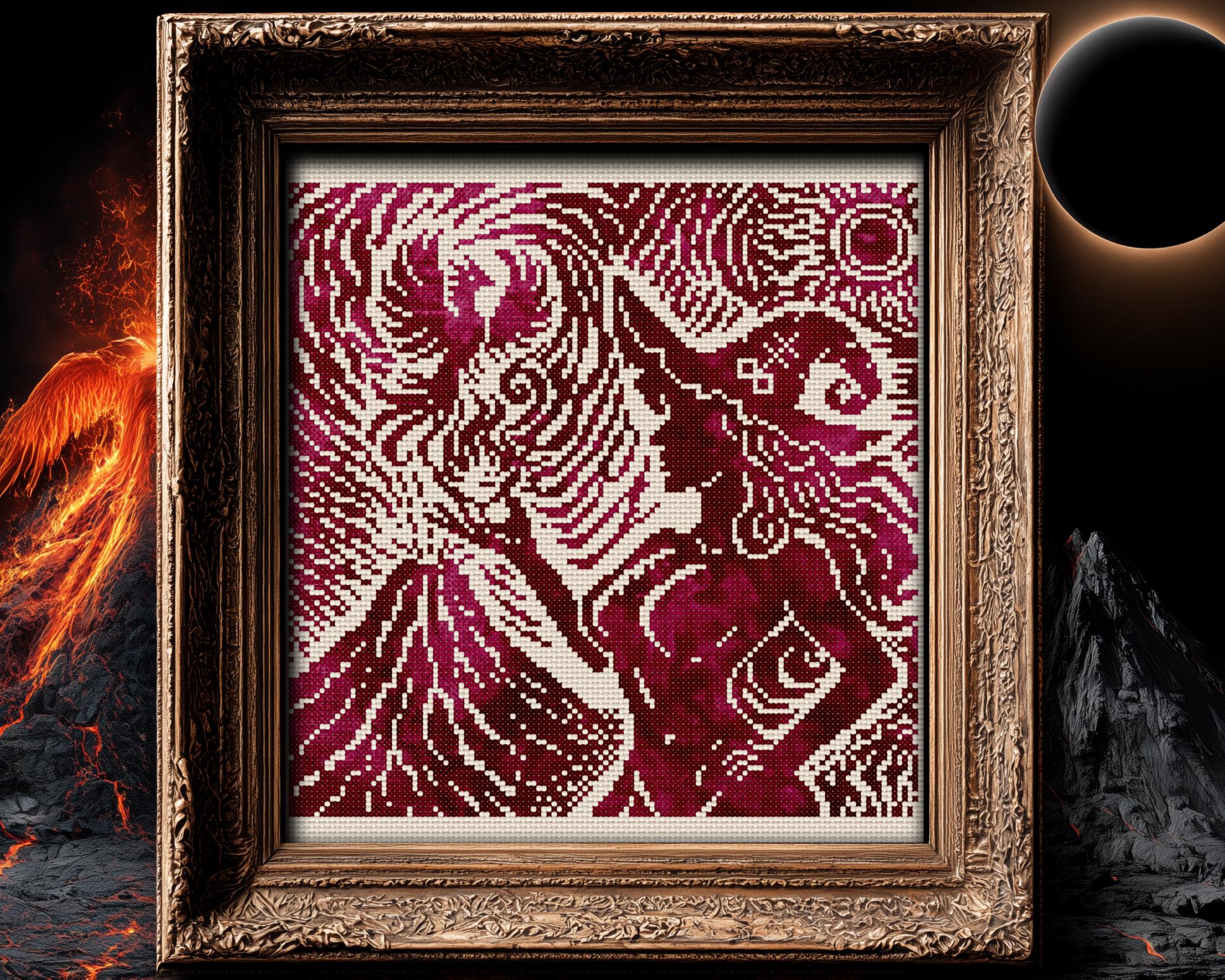 Woodcut Pyromancer Witch Cross Stitch Pattern Gift for Goth X-stitch ...