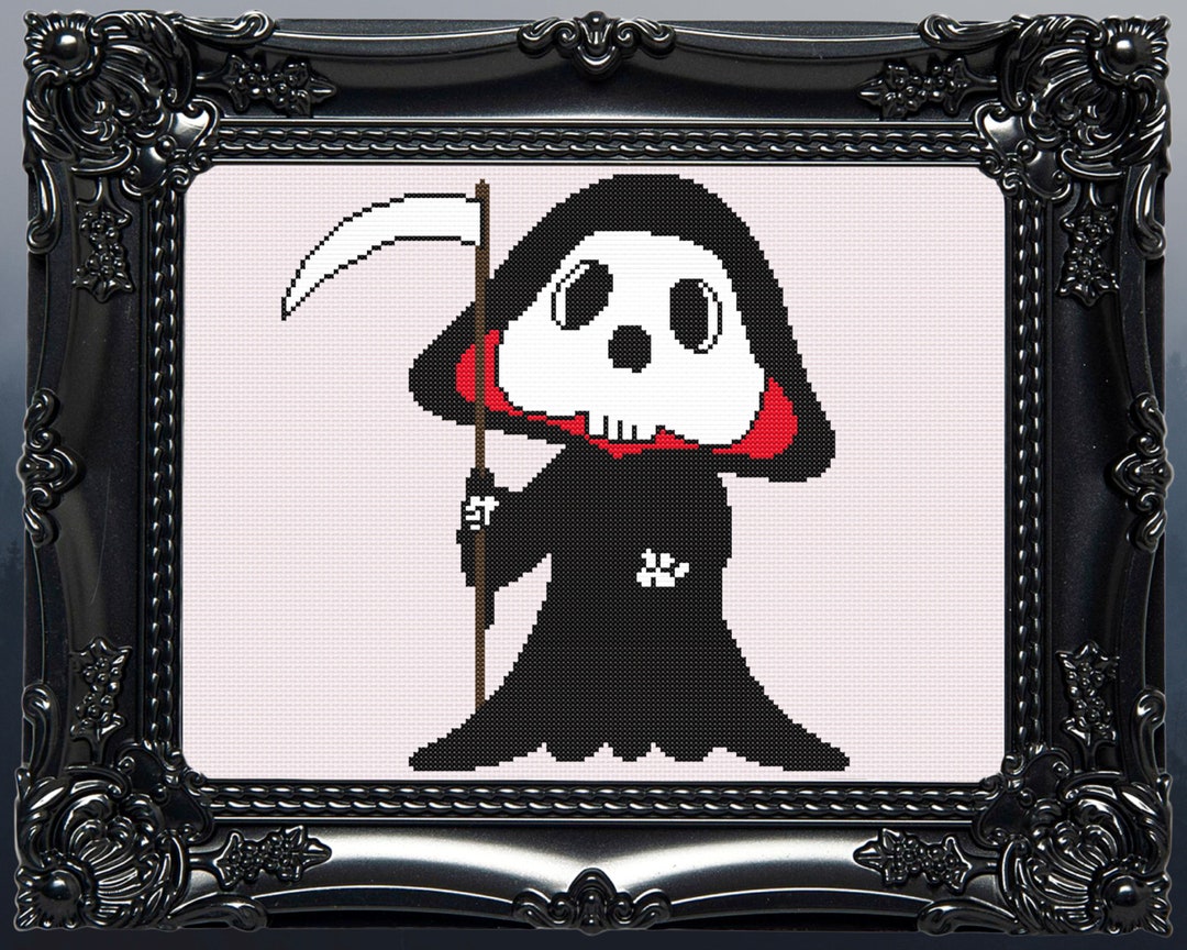 Grim Reaper Cross Stitch Pattern Horror Gift for Goth X-stitch Witchy ...