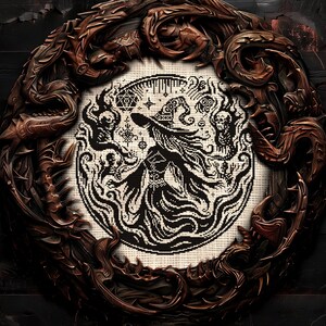 Wraith Witch Cross Stitch Pattern Horror Gift for Goth X-stitch Witchy ...