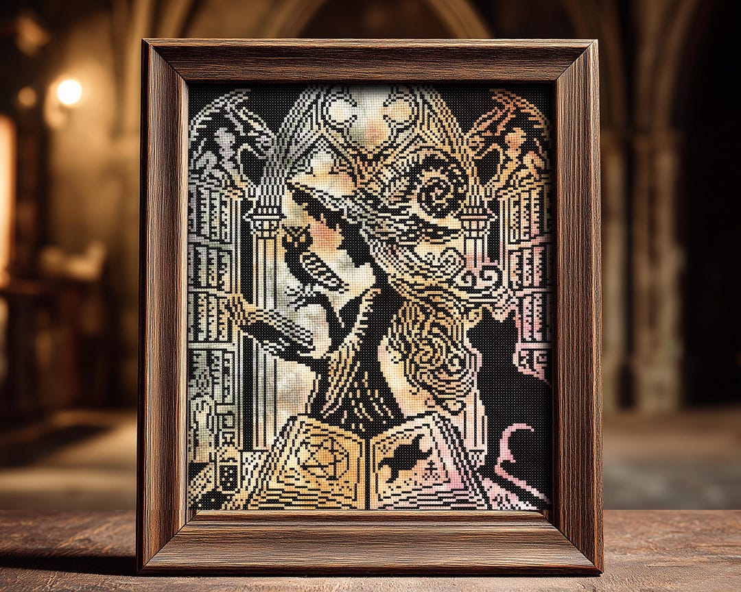 Woodcut Lore Keeper Witch Cross Stitch Pattern Horror Gift for Goth X ...
