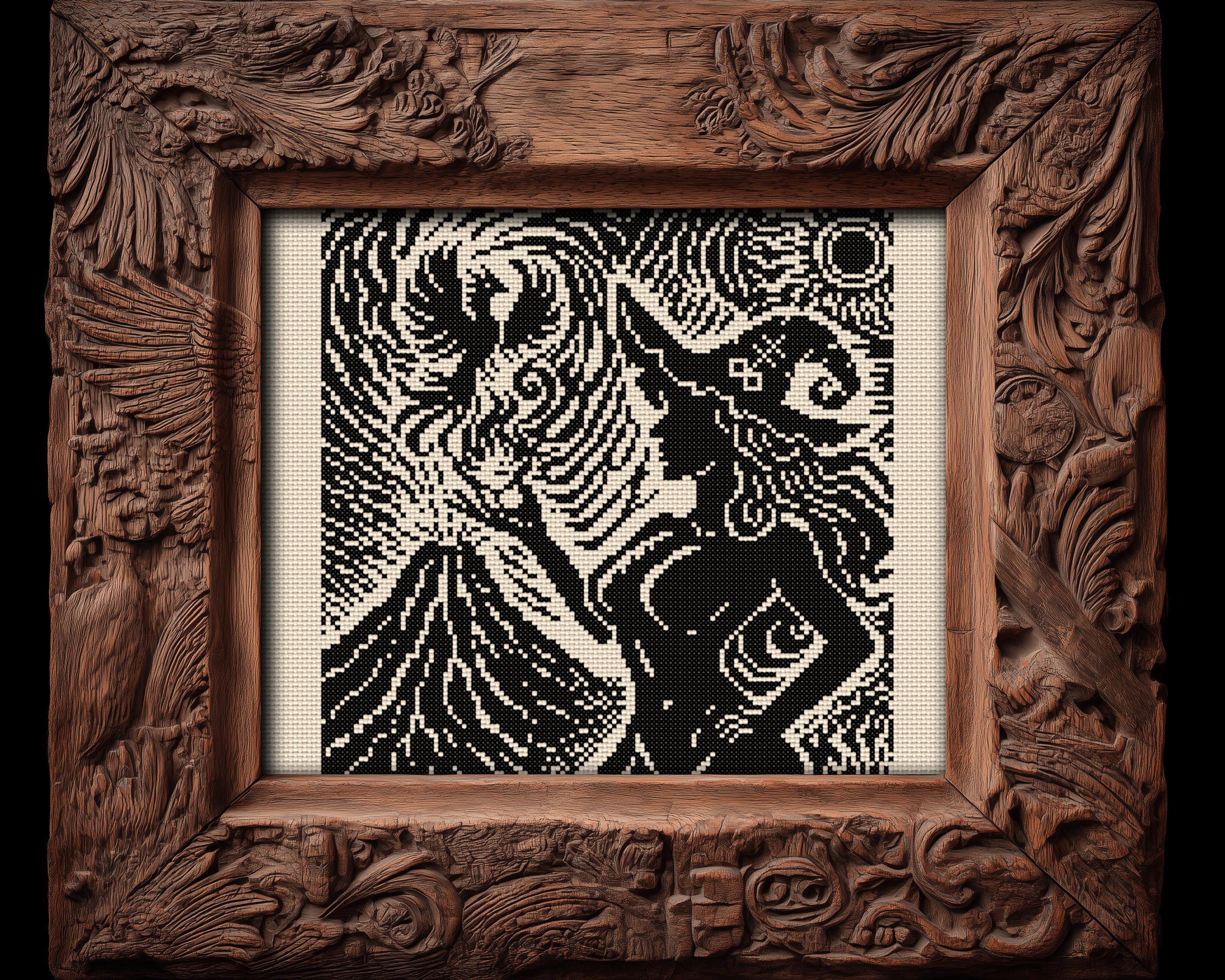 Woodcut Pyromancer Witch Cross Stitch Pattern Gift for Goth X-stitch ...
