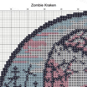 Zombie Kraken Cross Stitch Pattern Horror Gift for Goth X-stitch Witchy ...