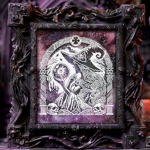 Woodcut Oracle Witch Cross Stitch Pattern Horror Gift for Goth X-stitch ...