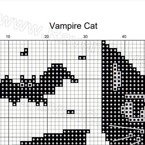 Vampire Cat Cross Stitch Pattern Horror Gift for Goth X-stitch Witchy ...