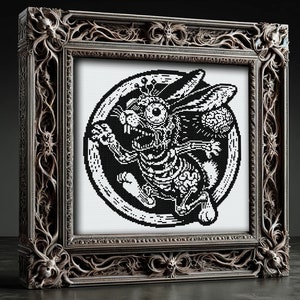 Zombie Bunny Cross Stitch Pattern Horror Gift for Goth X-stitch Witchy ...