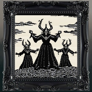 Dancing Witches Woodcut Baphomet Cross Stitch Pattern Horror Gift for ...