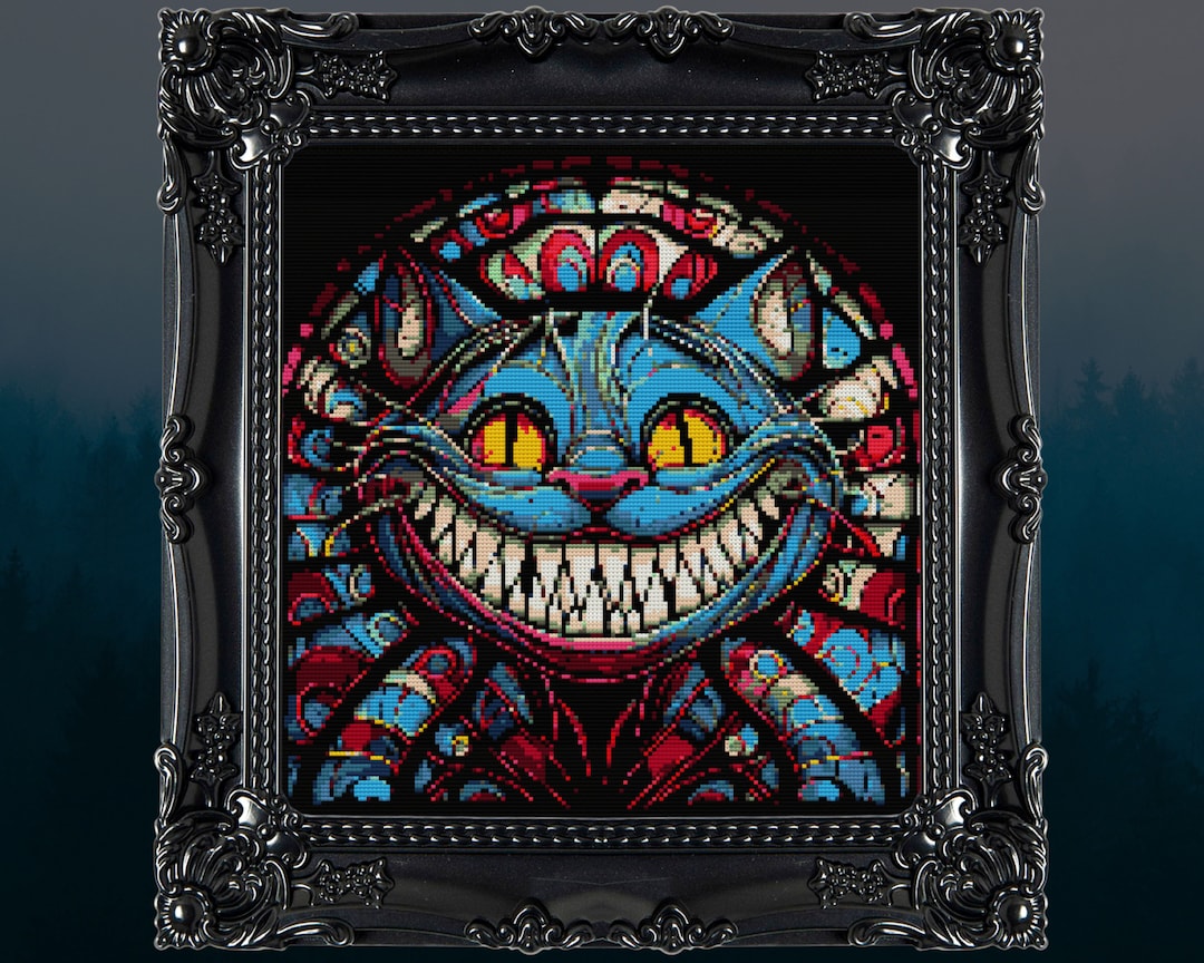 Cheshire Cat Cross Stitch Pattern Alice in Wonderland Gift for Goth X ...