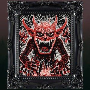 Demon Woodcut Cross Stitch Pattern Horror Gift for Goth - Etsy