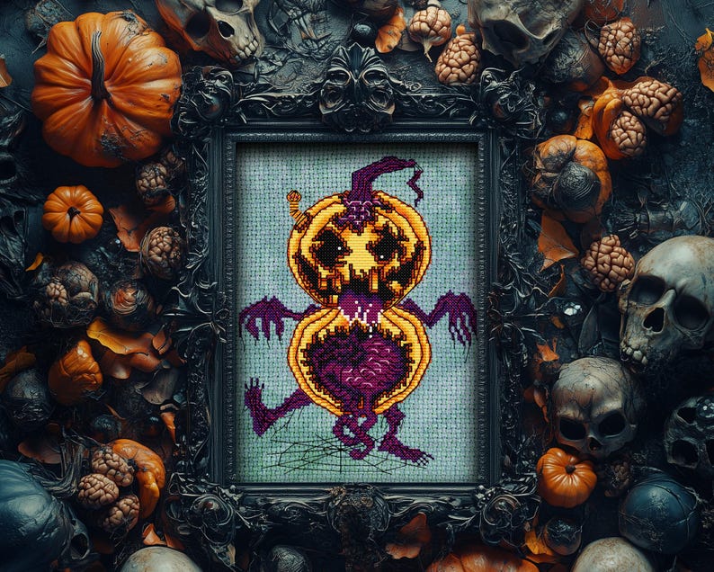 Zombkin Cross Stitch Pattern Gothic Gift for Goth X-stitch Snarky ...