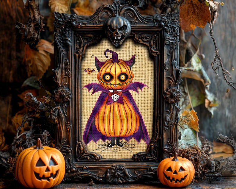 Count Pumpcula Cross Stitch Pattern Gothic Gift for Goth X-stitch ...