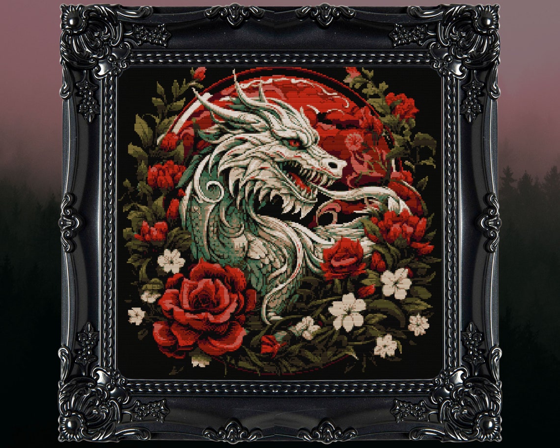 Welsh Dragon Cross Stitch Pattern Gothic Gift for Goth X-stitch Witchy ...