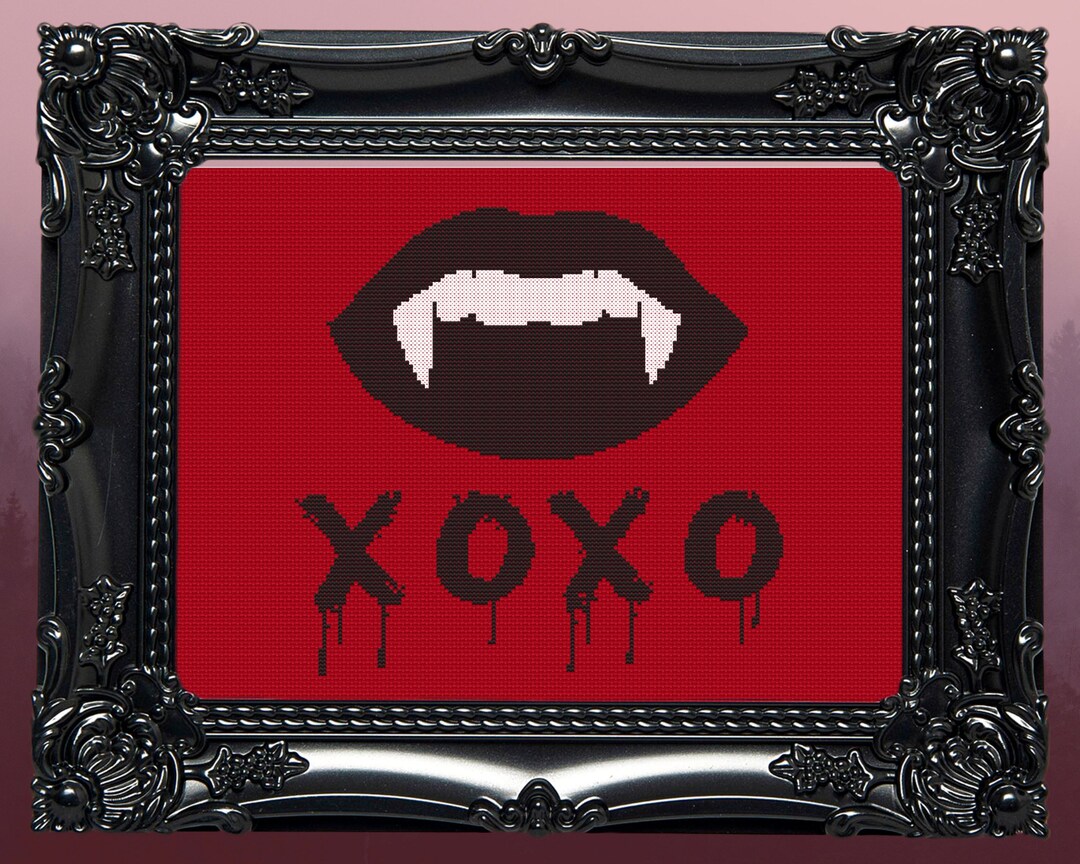 Vampire XOXO Cross Stitch Pattern | Gothic Halloween (PDF Pattern) - Etsy
