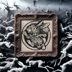 Zombie Bunny Cross Stitch Pattern Horror Gift for Goth X-stitch Witchy ...