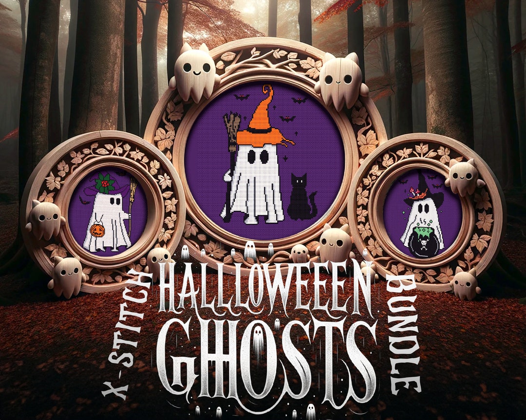 Halloween Ghosts Cross Stitch Pattern Set-3 Designs Horror Gift for ...