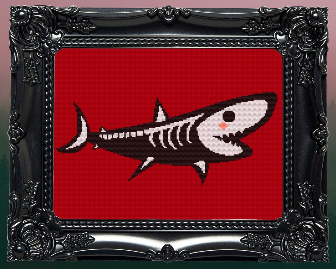 Shark Skeleton Cross Stitch Pattern | Goth Spooky Xstitch (PDF) - Etsy