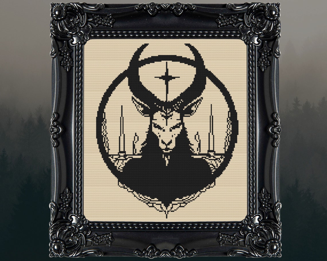 Baphomet Cross Stitch Pattern Horror Gift for Goth X-stitch - Etsy