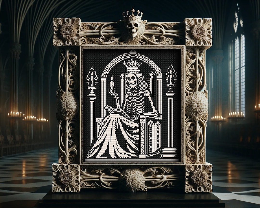 Skeleton Queen Cross Stitch Pattern Horror Gift for Goth X-stitch ...