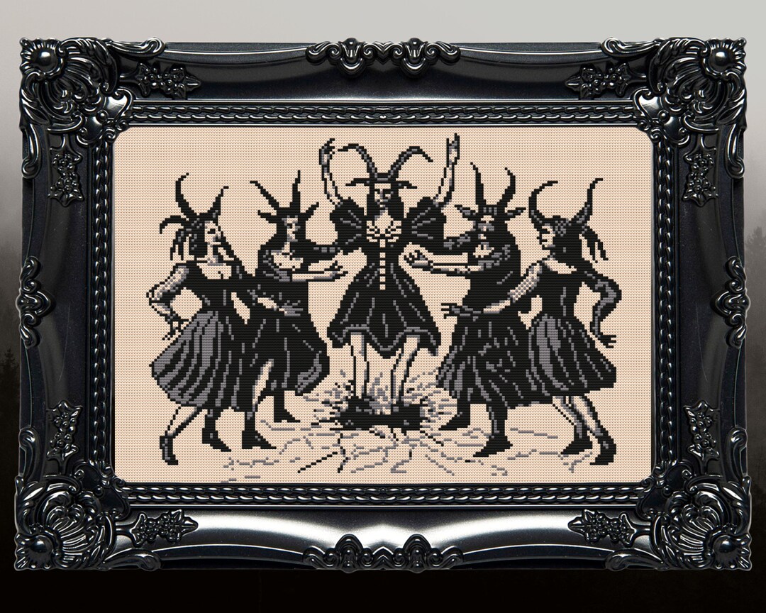 Dancing Witches Cross Stitch Pattern Digital | Goth | Creepy | Witch ...