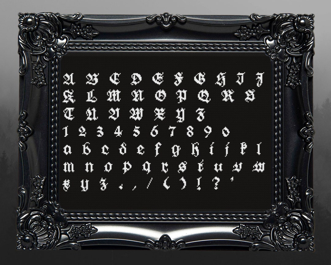 Gothic Font Cross Stitch Pattern Digital | Goth | Gothic | Creepy Death ...