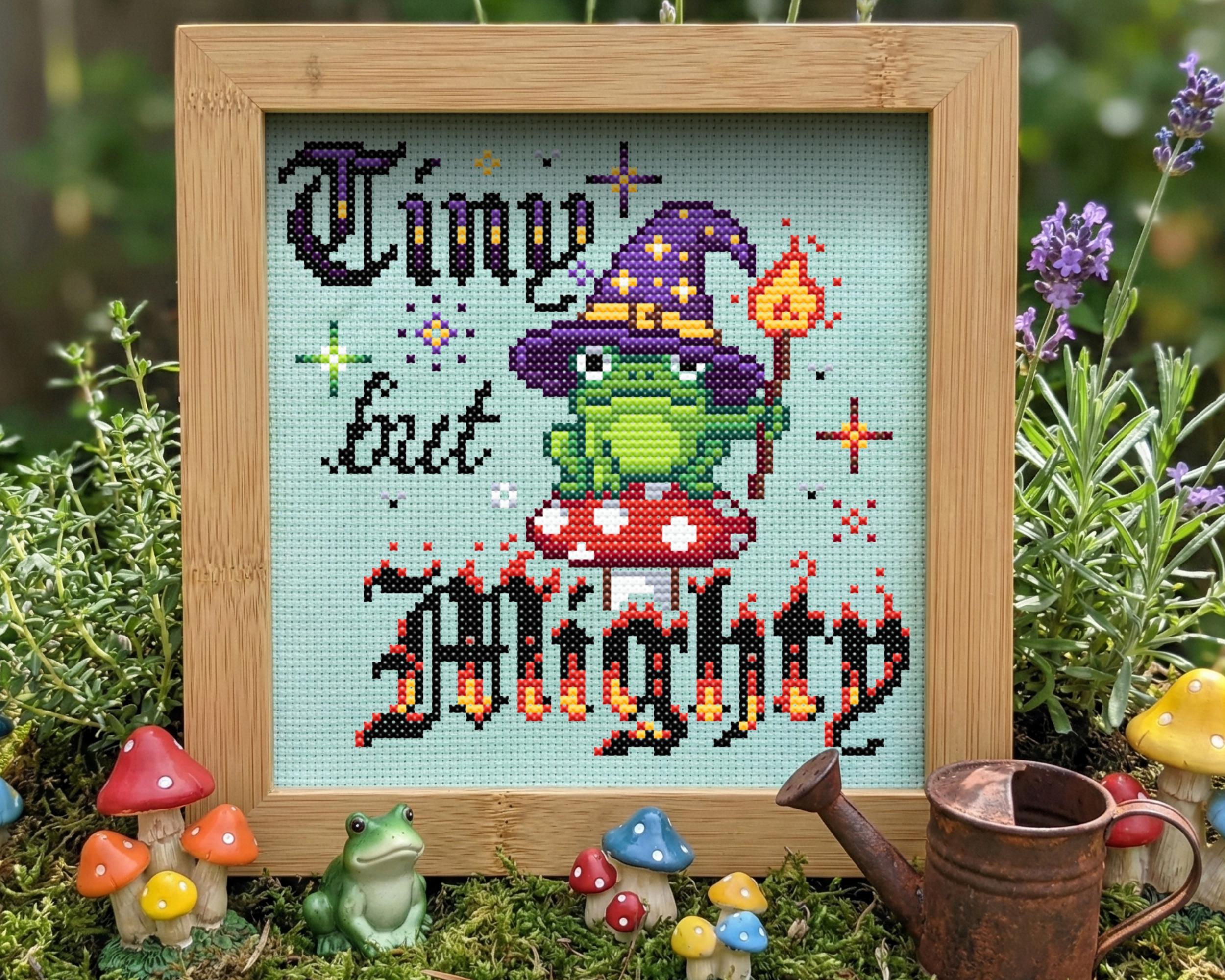 Tiny but Mighty Frog Cross Stitch Pattern Gift for Goth X-stitch Witchy ...