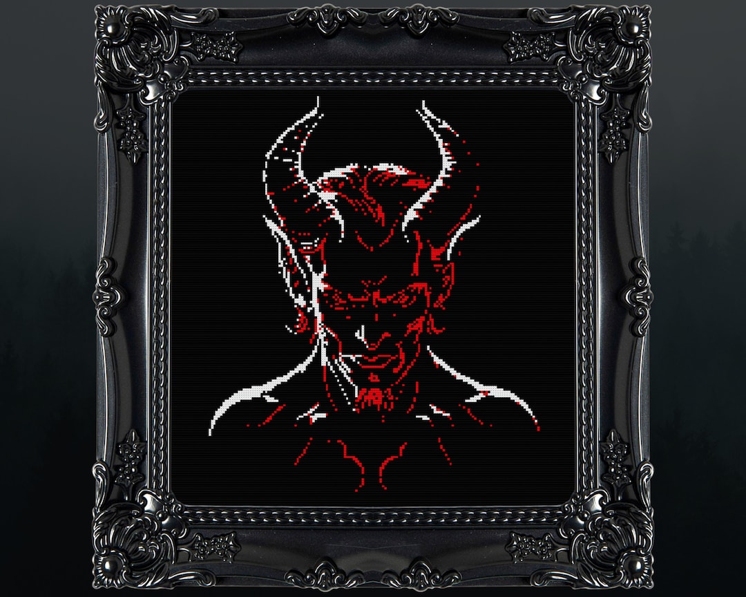 The Devil Cross Stitch Pattern Horror Gift for Goth X-stitch Witchy ...