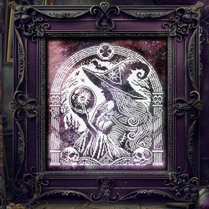 Woodcut Oracle Witch Cross Stitch Pattern Horror Gift for Goth X-stitch ...