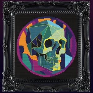 Cubist Skull Cross Stitch Pattern Horror Gift for Goth X-stitch Witchy ...
