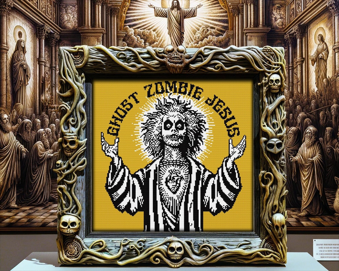 Betelgeuse Ghost Zombie Jesus Cross Stitch Pattern Horror Gift for Goth ...