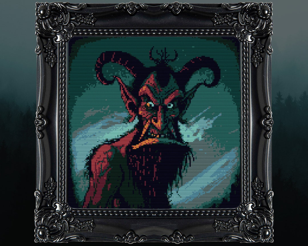 Ogre Cross Stitch Pattern Horror Gift for Goth X-stitch Witchy Spooky ...