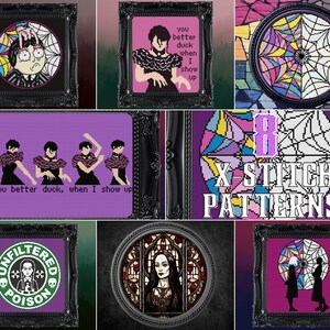 Wednesday Addams Family Cross Stitch Pattern Set-8 Designs - Etsy