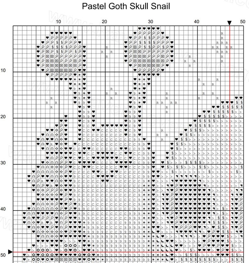Pastel Goth Snail Skull Cross Stitch Pattern Spooky Gift for Halloween ...