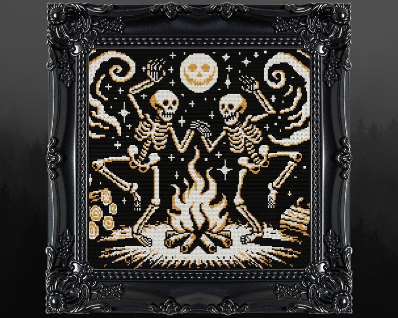 Jack Moon Dancing Skeleton Cross Stitch Pattern Horror Gift for Goth X ...