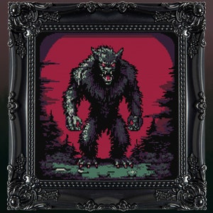 Werewolf Cross Stitch Pattern Horror Gift for Goth X-stitch Witchy ...