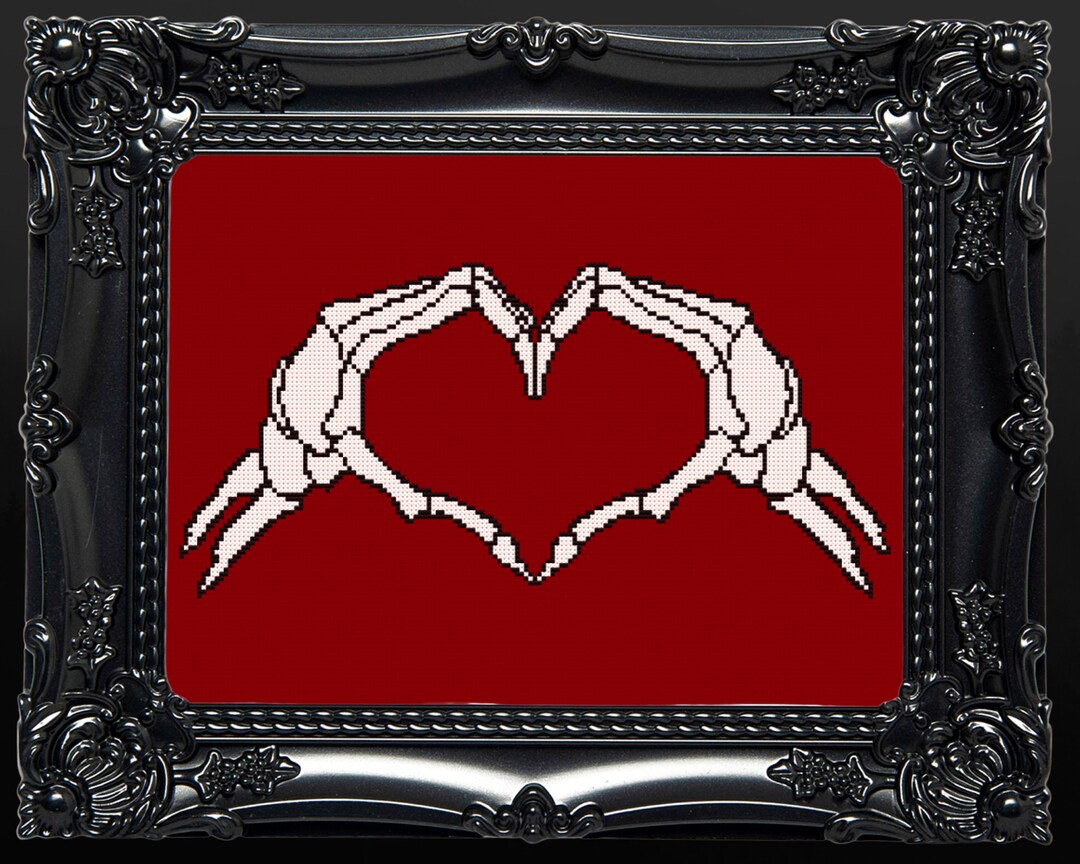 Skeleton Hand Heart Funny Cross Stitch Pattern Horror Lover Gift for ...