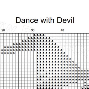 Dance With the Devil Cross Stitch Pattern Horror Gift for Goth X-stitch ...