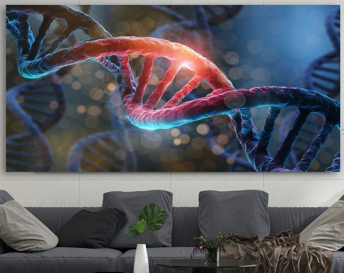 Dna Wall Art, Set of 4,dna Molecule, Rna Molecule, Science Art, Medical ...