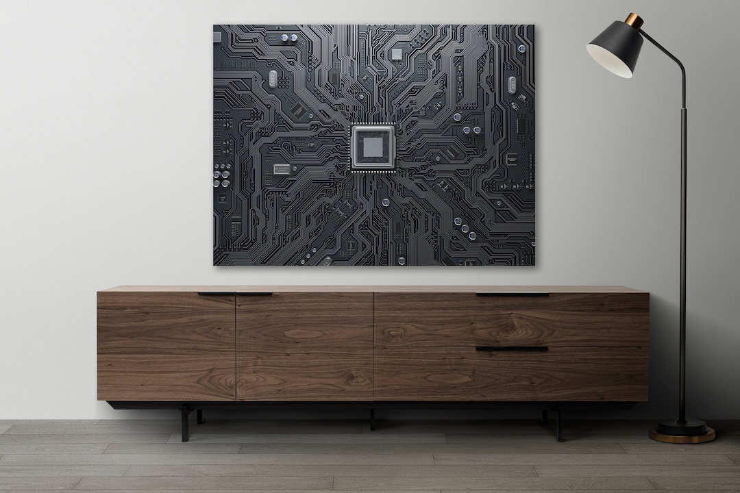 Cpu Chip Circuit Board, Circuit Board Decor, Chip Wall Art, Computer ...