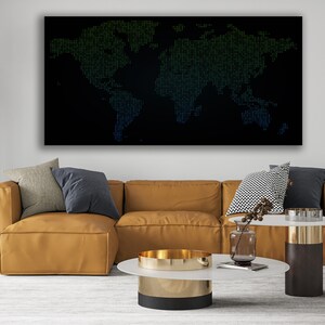 Binary Code World Map, Binary Code Wall Decor, World Map Wall Art, Office Decor, Programmers ...