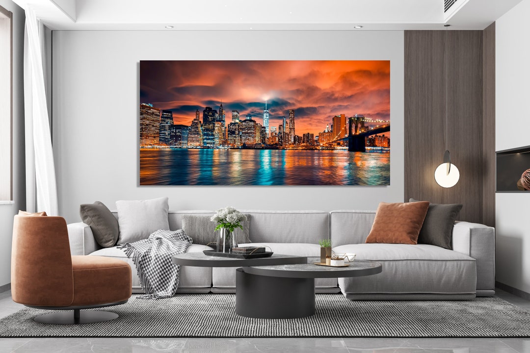 Sunset Manhattan Skyline Canvas Print: Luxury New York City Wall Art - Etsy