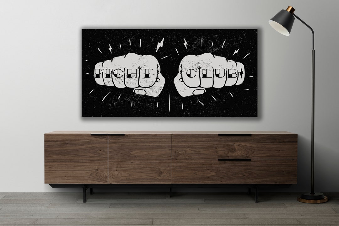 Fight Club Sign Decor, Fight Club Canvas Wall Art, Man Cave Decor ...