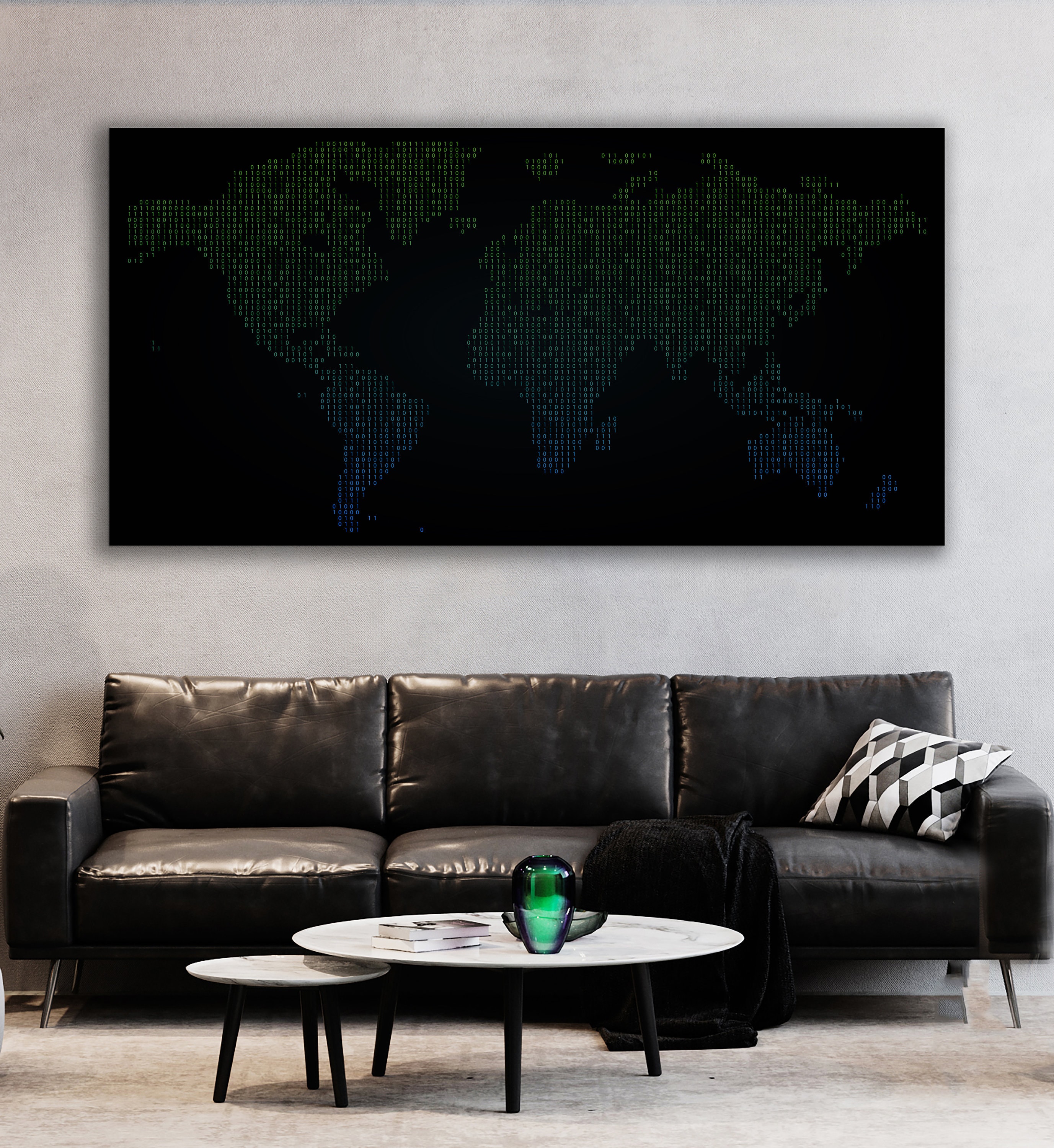 Binary Code World Map Binary Code Wall Decor World Map Wall - Etsy UK