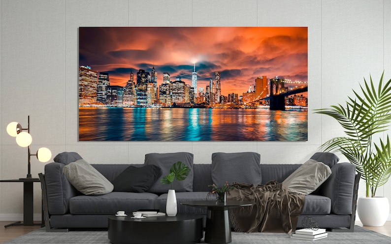 Sunset Manhattan Skyline Canvas Print: Luxury New York City Wall Art - Etsy