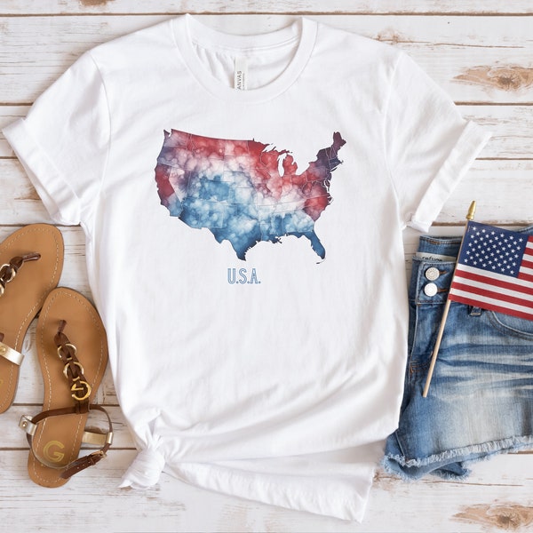Usa Map Blue and Red States - Etsy