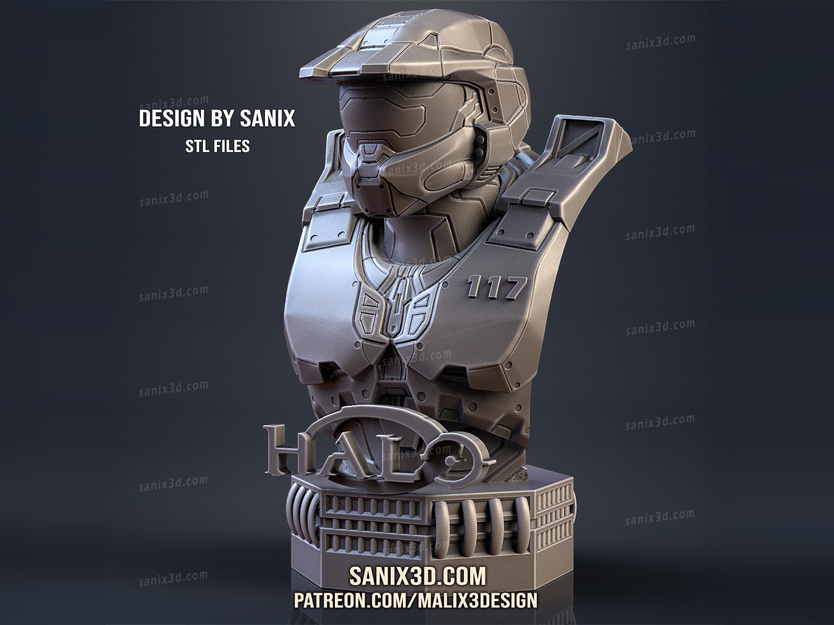 Master Chief Scale Resin Bust Fanart Collectible by Sanix 3D Perfect ...