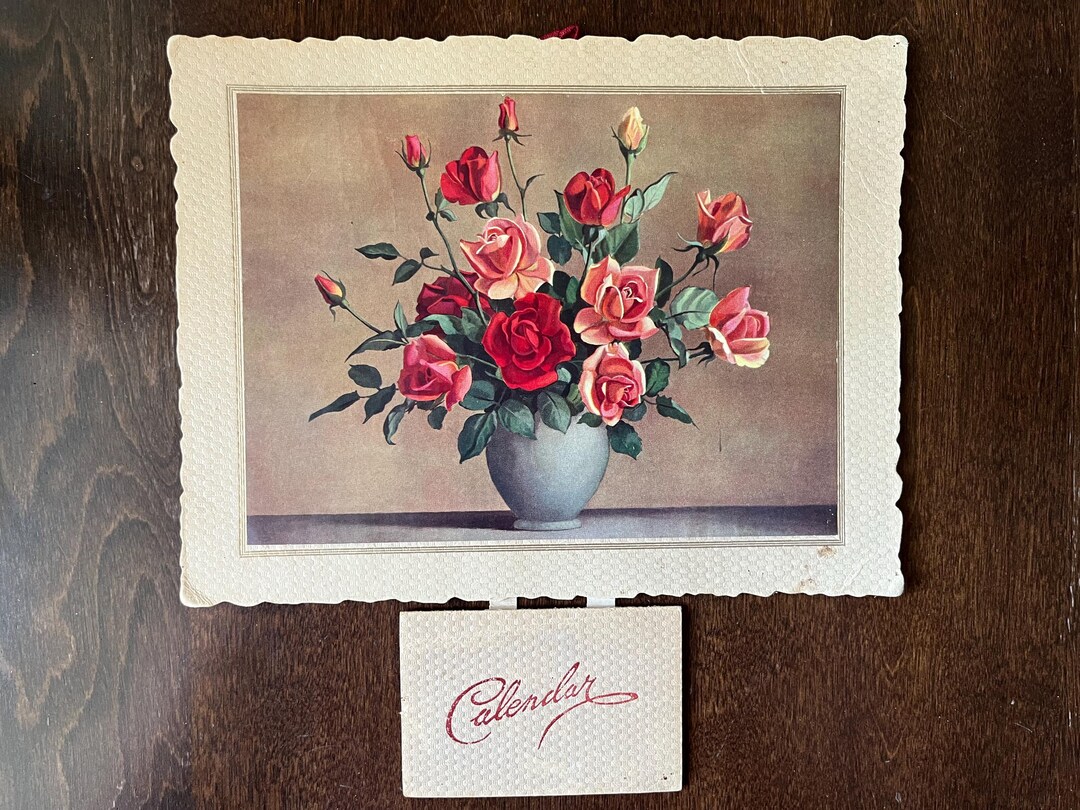 Vintage 1958 CALENDAR Floral Bouquet 12 Months - Etsy