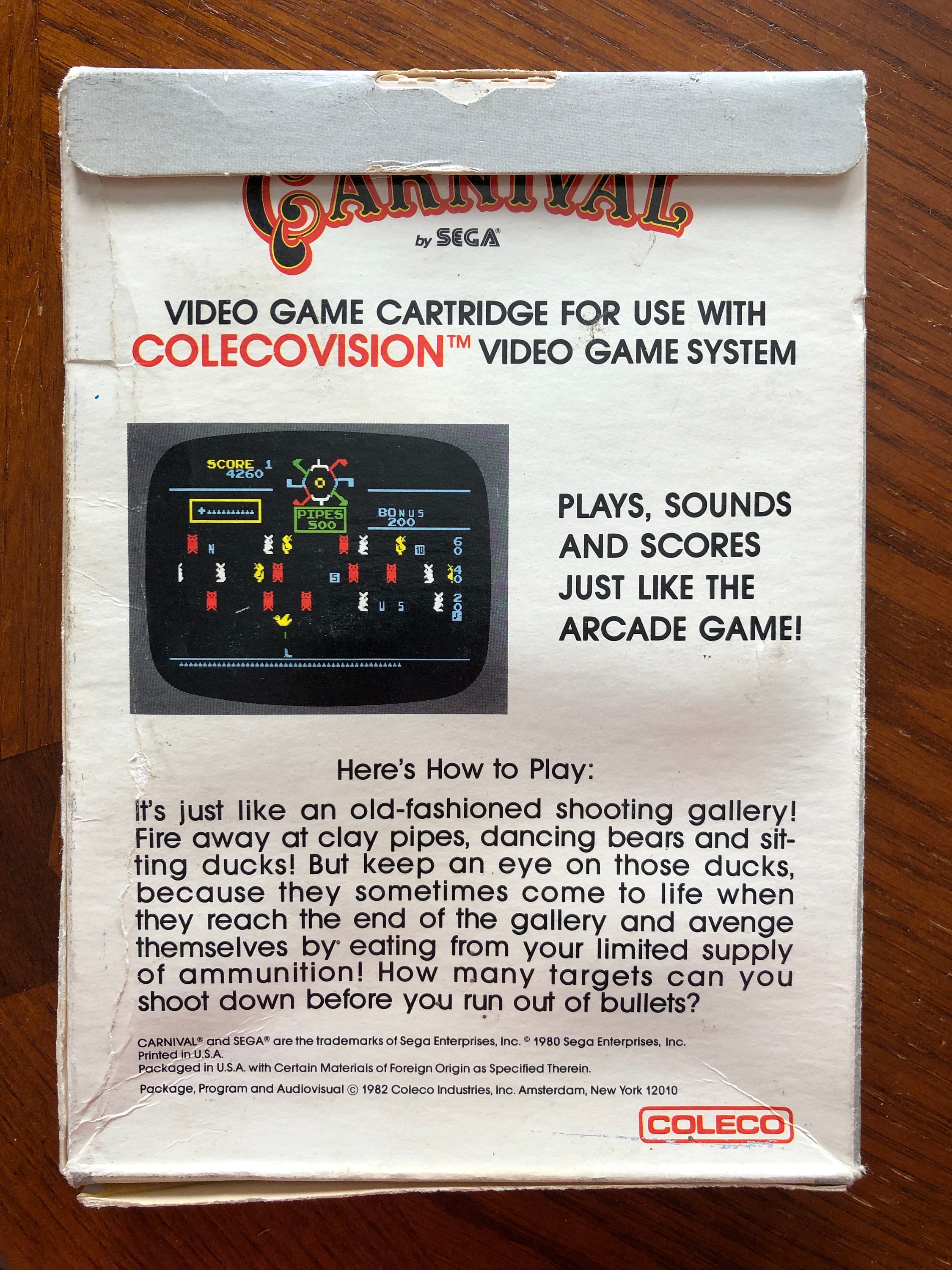 CARNIVAL Colecovision 1982 Sega - Etsy