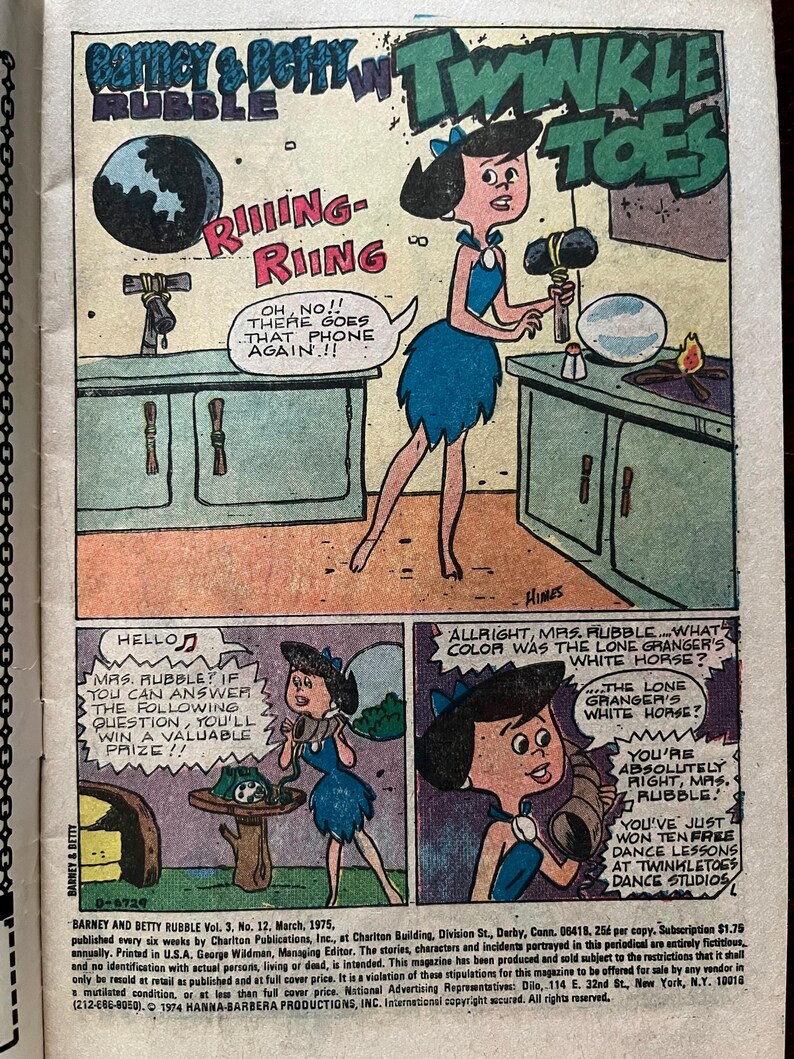 BARNEY & BETTY RUBBLE the Flintstones #12 Charlton Comics 1975 Vg to Fn ...