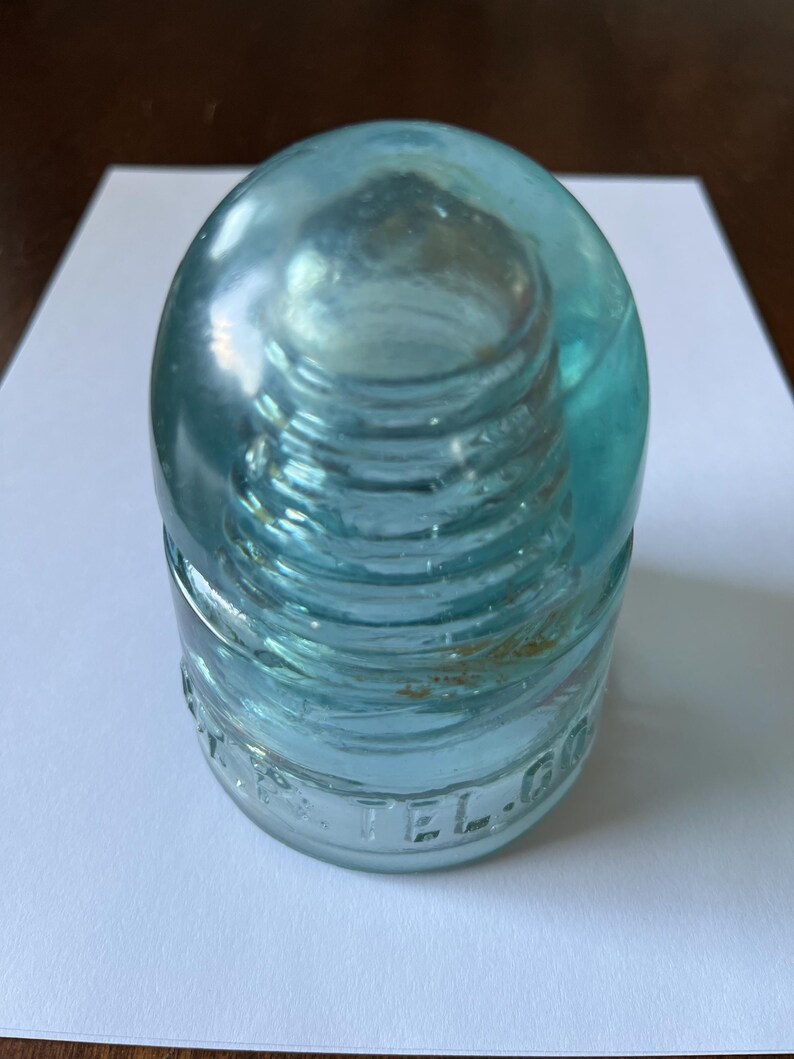 Vintage GTP Tel Co GLASS Insulator CD 145 Beehive Style Telephone Light ...