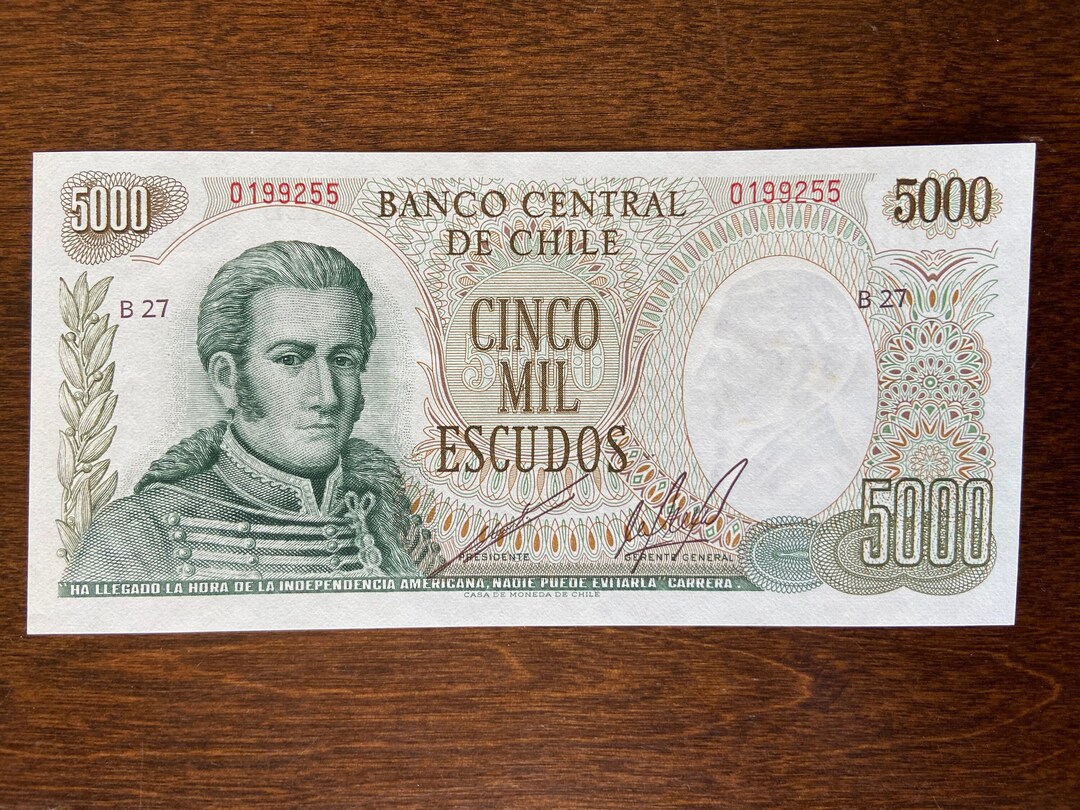 1967 CHILE Banco Central 5000 ESCUDOS Money Treasury Banknote MINT - Etsy