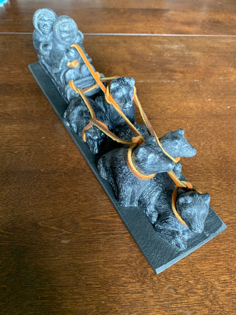 Edmund Wolf Original Eskimo INUIT DOG SLED Soapstone Sculpture - Etsy